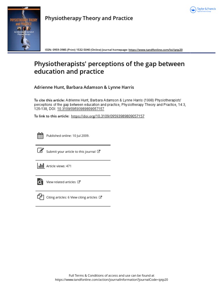 Physiotherapists' Perceptions of The Gap Between Education and Practice ...