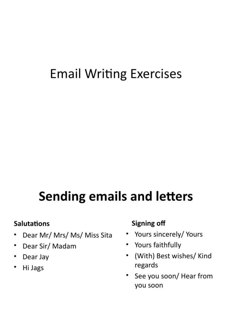 Email Writing Exercises | PDF