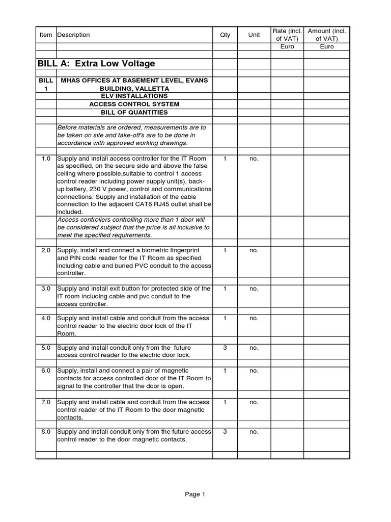 Boq A - Elv | PDF | Access Control | Closed Circuit Television