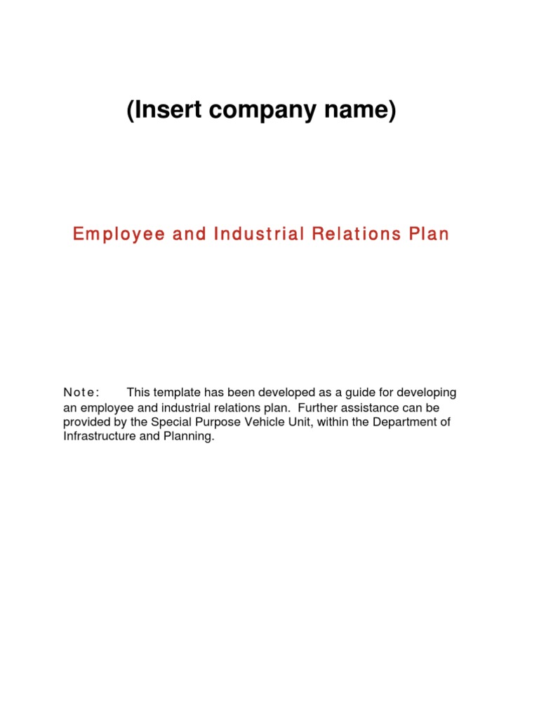 4 9 T Employee and Industrial Relations Plan | PDF | Employment ...