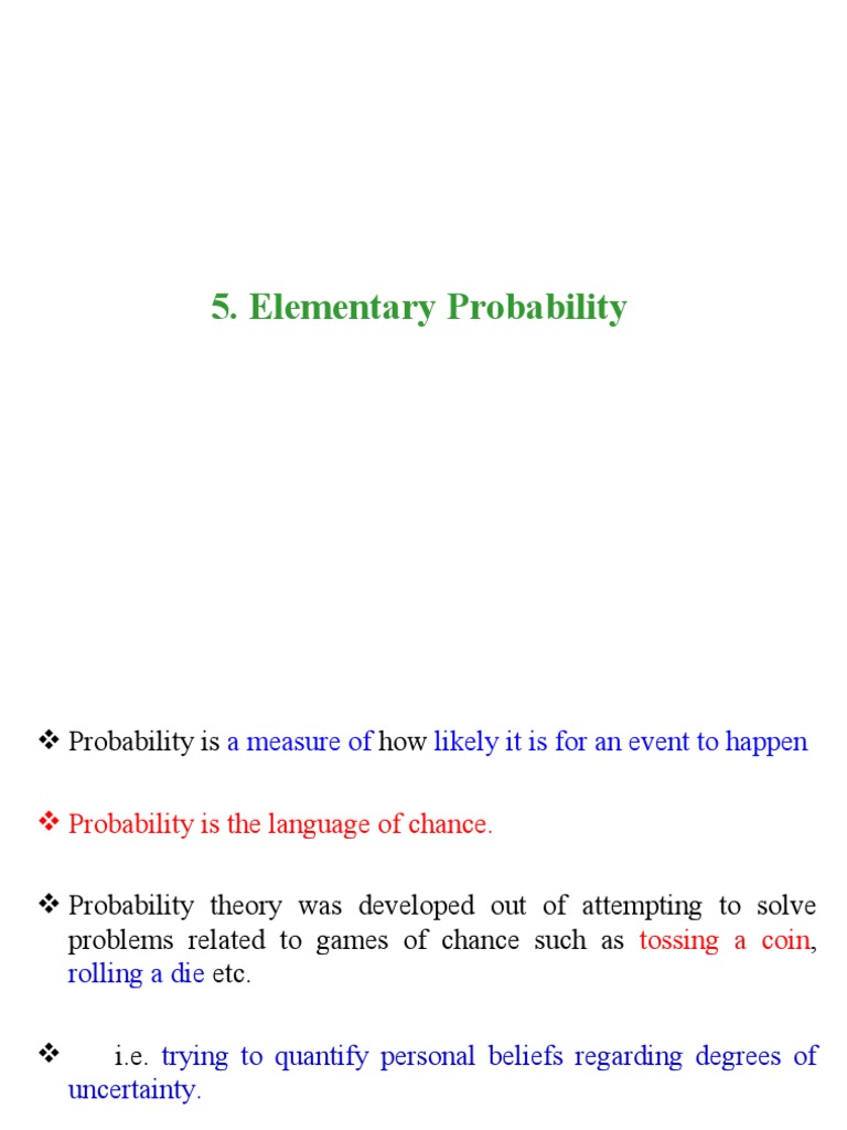 Elementary Probability | PDF | Sampling (Statistics) | Probability ...