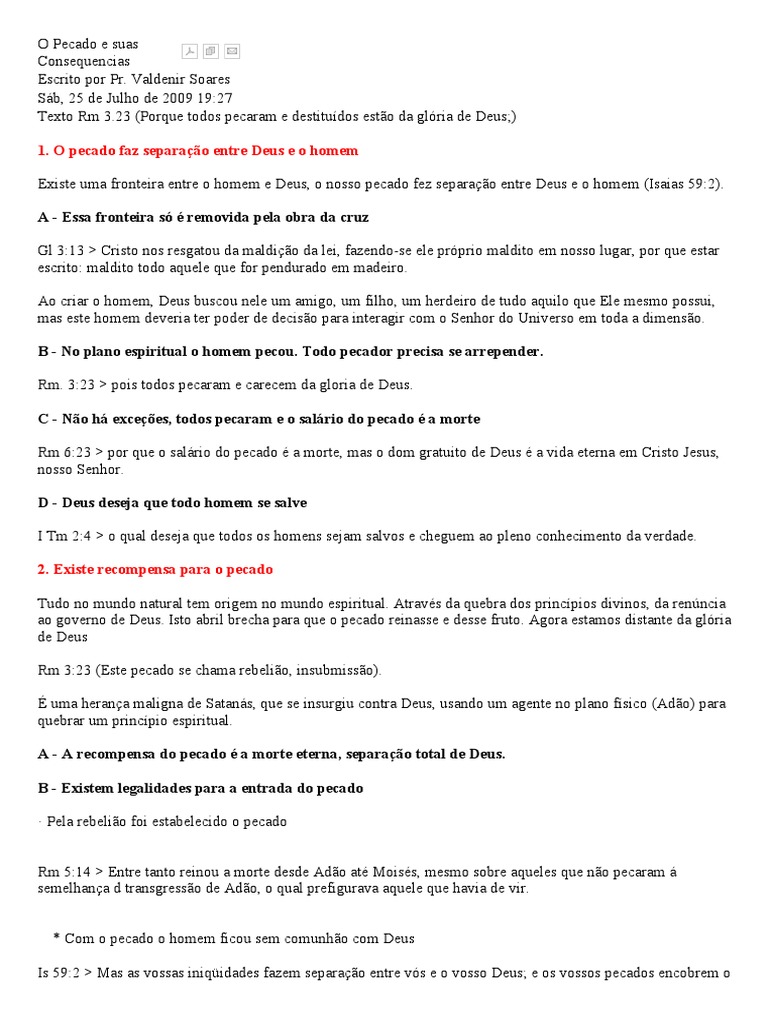 O Pecado E Suas Consequencias Pdf Pecado Jesus