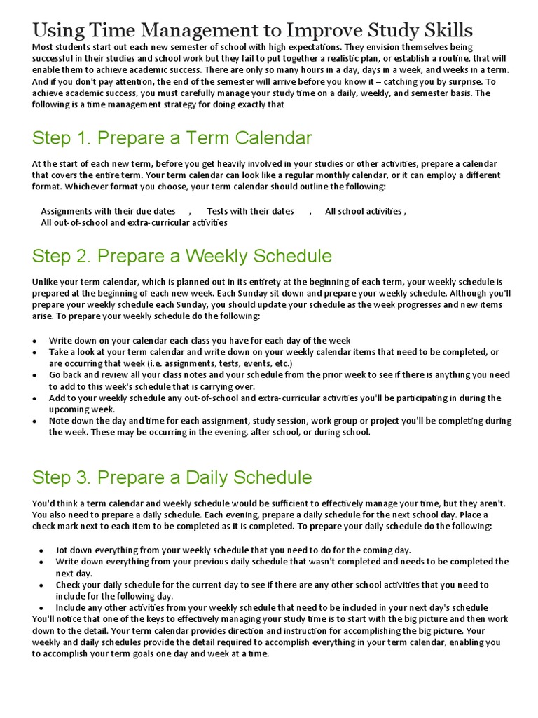 A Three-Tiered Approach to Time Management: Creating Term, Weekly, and ...
