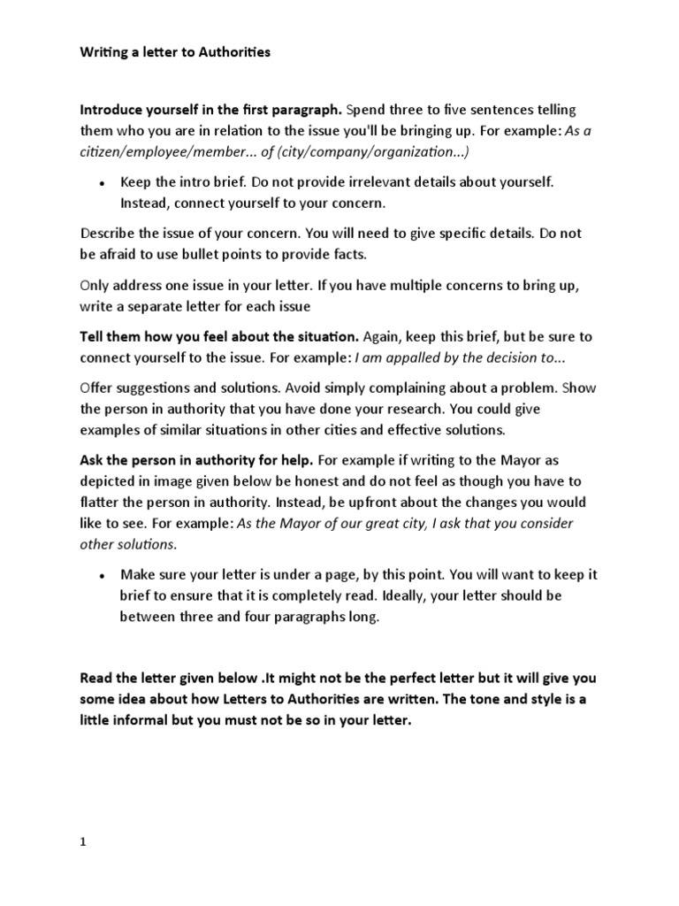 How To Write A Letter To Authorities | PDF | Career & Growth | Language ...