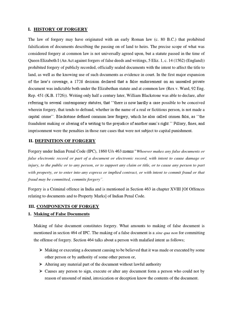 I. History of Forgery | Download Free PDF | Forgery | Authentication