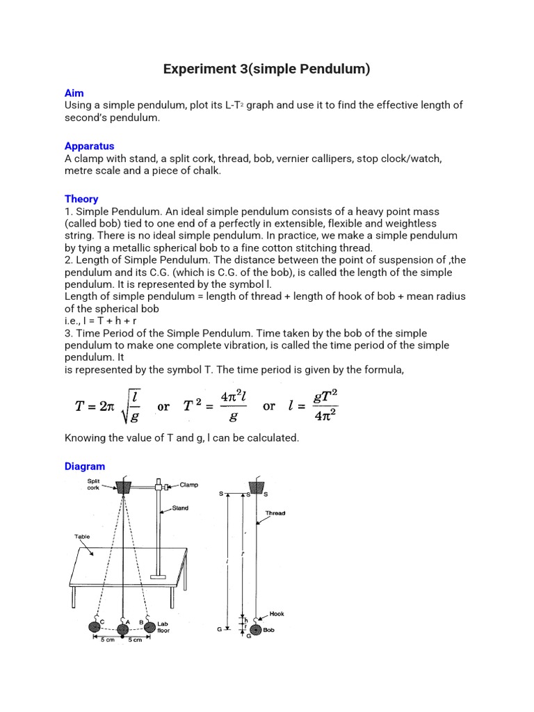 Experiment 3(simple Pendulum) L-T2 Graph | PDF | Pendulum | Mechanics