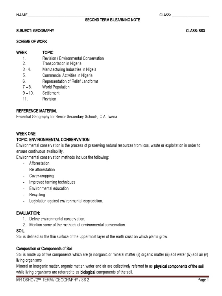 2ND Term S2 Geography | PDF | Soil | Tariff