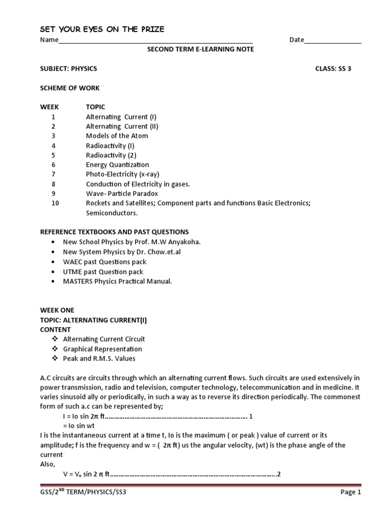 2nd Term s3 Physics | PDF | Radioactive Decay | Atomic Nucleus
