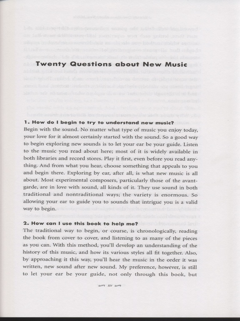 20 Questions About New Music (William Duckworth) | PDF