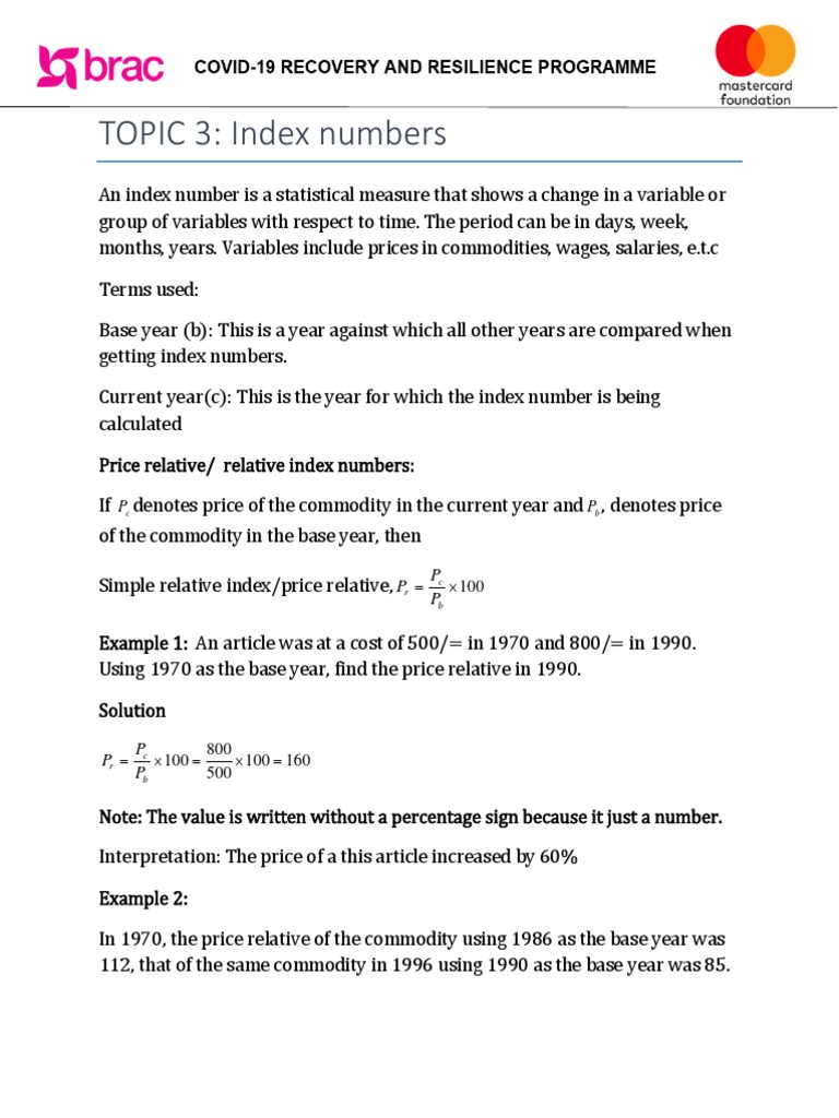 Index Numbers | PDF | Index (Economics) | Price Indices