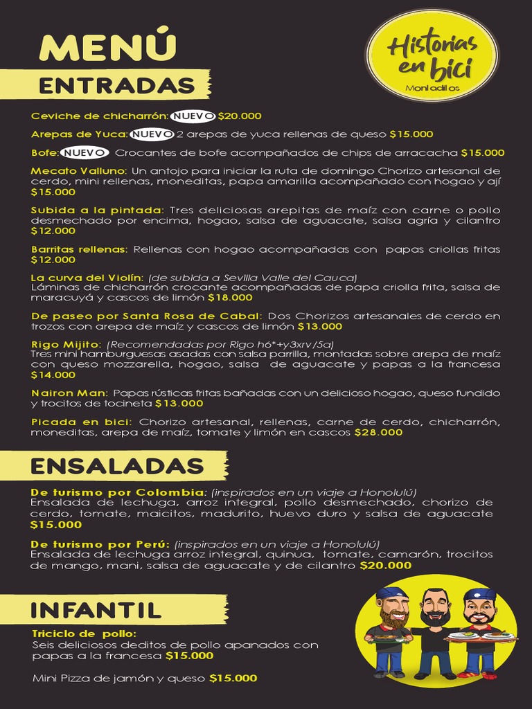 Menú ciclista con más de 30 opciones | PDF | Comida y bebida ...