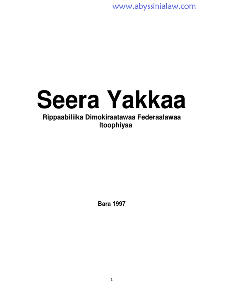 FDRE Criminal Code (Afaan Oromo Version) | PDF