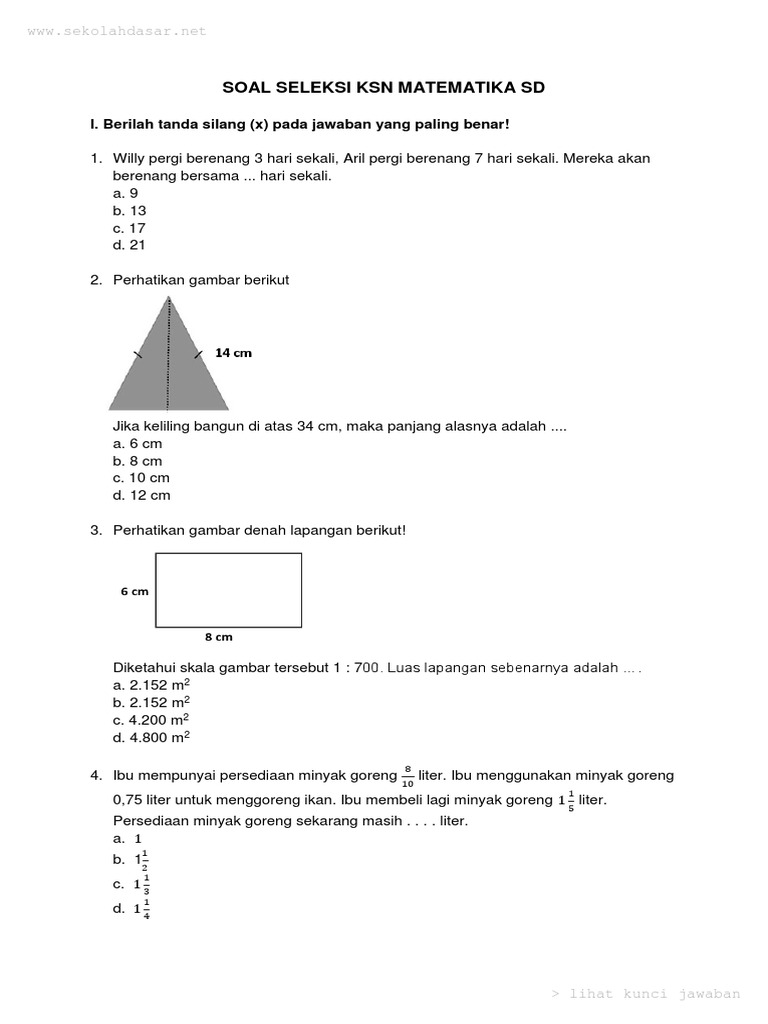 Soal Latihan KSN Matematika SD | PDF | Metode & Bahan Ajar | Griya & Taman
