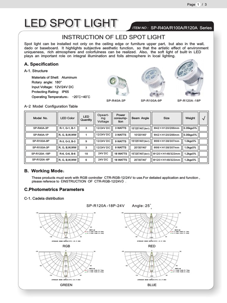 Instruction of Led Spot Light | PDF | Electrical Engineering | Electricity