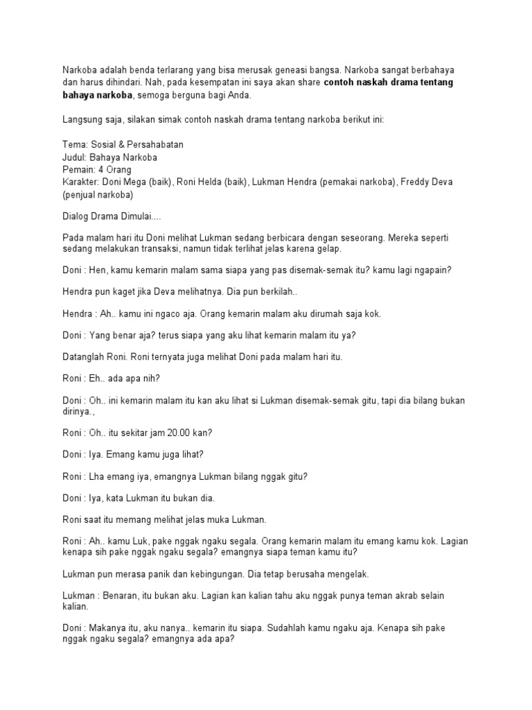 Naskah Napza KLMPK 3 | PDF | Fiksi Misteri, Thriller, & Kejahatan