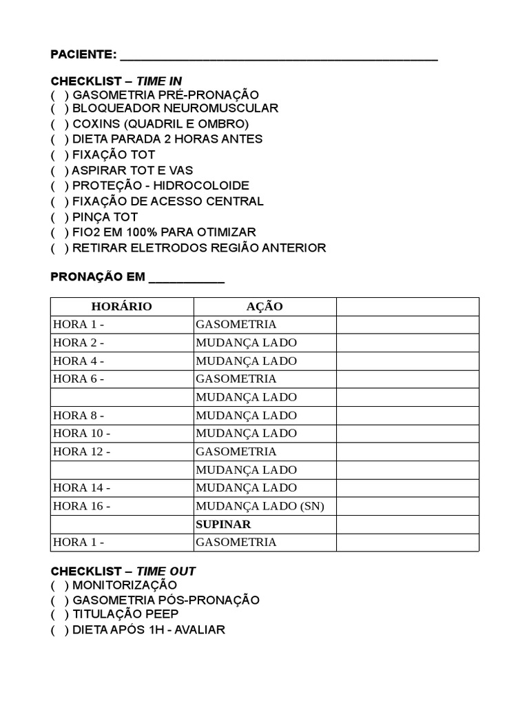 06 Checklist Prona Beira Leito | PDF