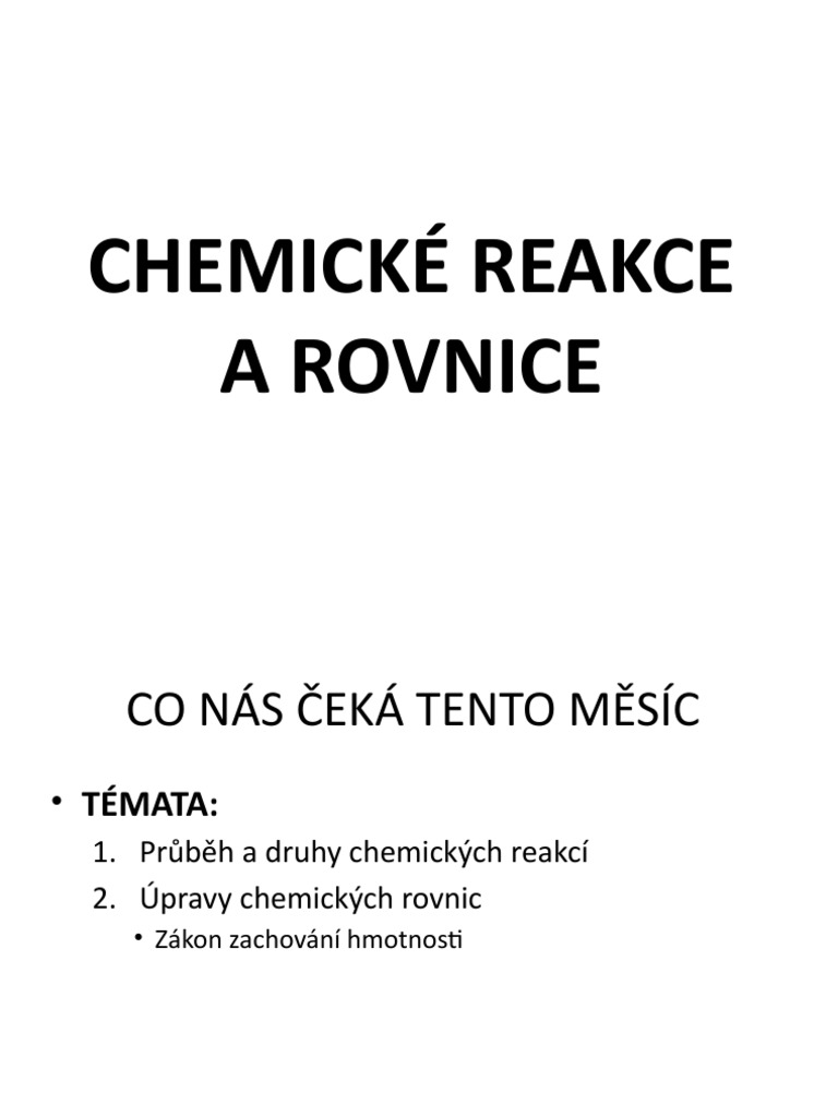 Chemicke Reakce A Rovnice | PDF