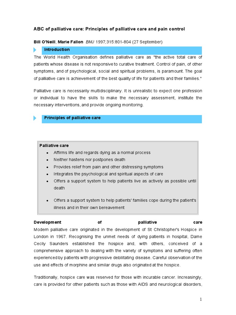 Principles of Palliative Care and Pain Control | PDF | Palliative Care ...