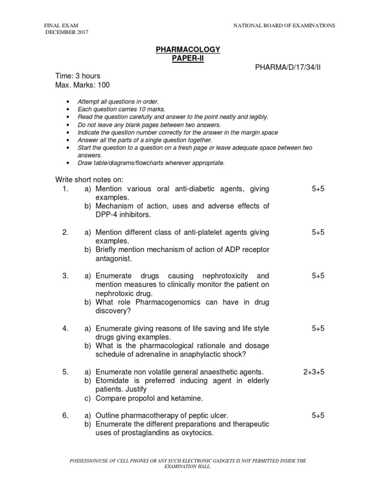 PHARMA Paper II | PDF | Pharmacology | Adverse Effect