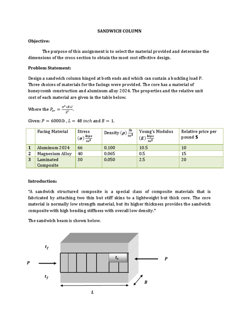 Cost-Effective Design of Sandwich Columns | PDF | Composite Material ...