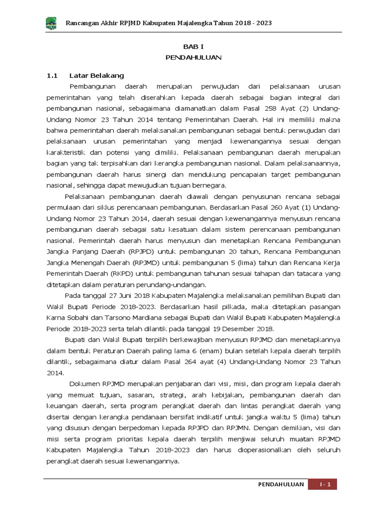 RPJMD Majalengka 2018-2023: Visi dan Strategi | PDF | Pengelolaan ...