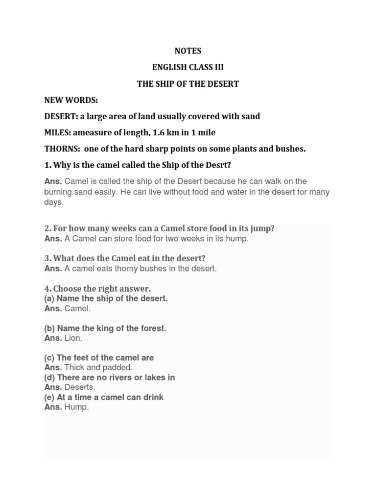 The Ship of the Desert Explained | PDF | Camel | Desert