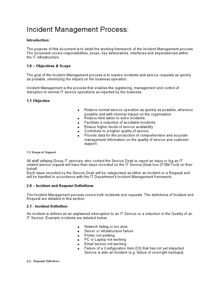 Incident Management Process | PDF | It Service Management | Incident ...