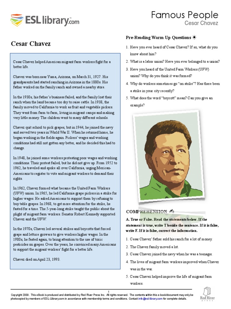 Famous People: Cesar Chavez | PDF | United Farm Workers | Labor