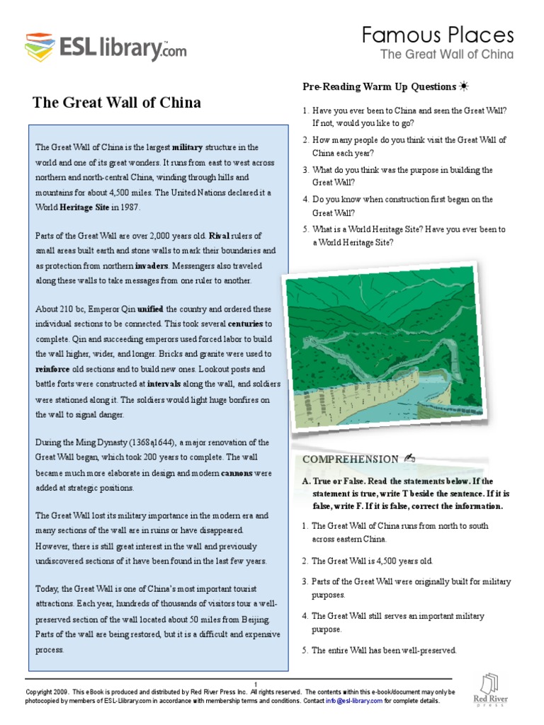 Famous Places: The Great Wall of China | PDF