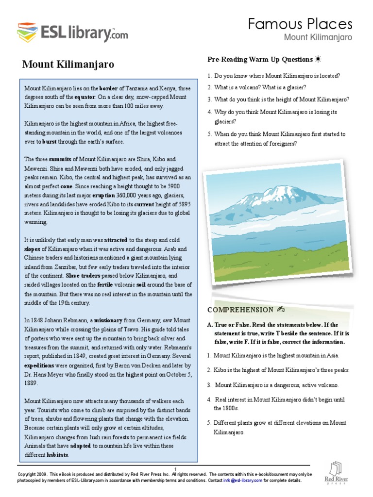 Famous Places: Mount Kilimanjaro | PDF | Physical Geography | Mountains