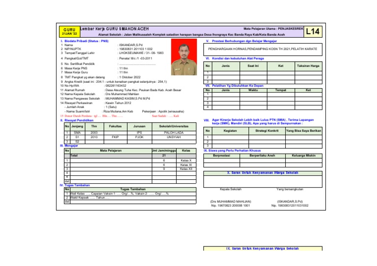 D. Lembar Kerja Guru (L14) | PDF