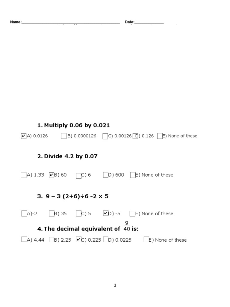 Business Mathematics Practice Test: Analysis of Common Business Math ...