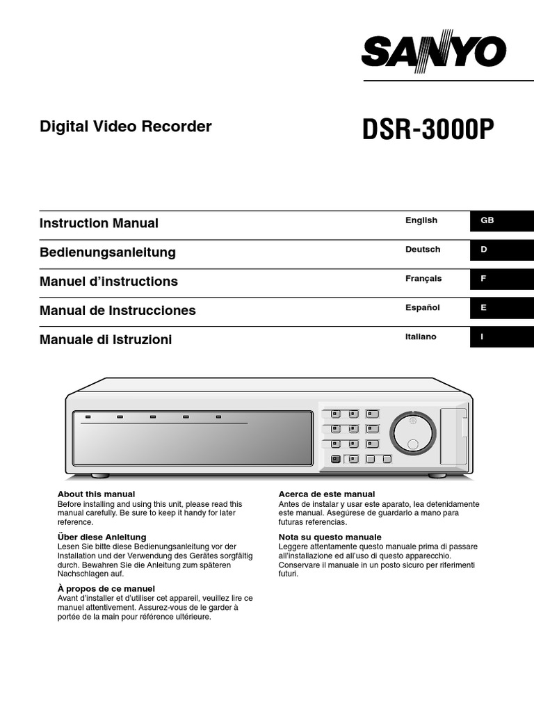 DSR-3000P: Digital Video Recorder | PDF | Electronics | Computer ...