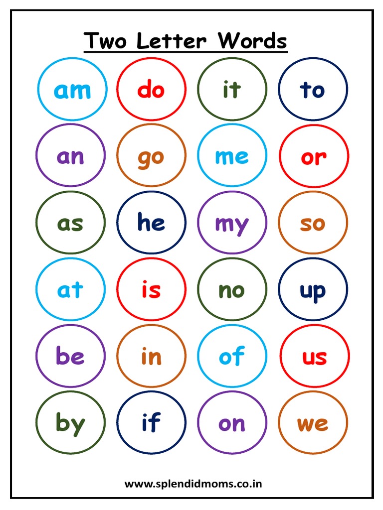 A Concise List of Common Two Letter Words Arranged Alphabetically for ...