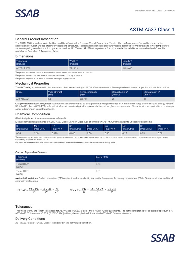 ASTM A537 Class 1: General Product Description | PDF | Construction ...