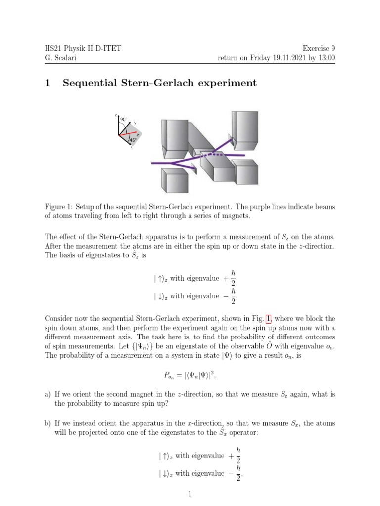 1 Sequential Stern-Gerlach Experiment | PDF | Spin (Physics) | Wave ...