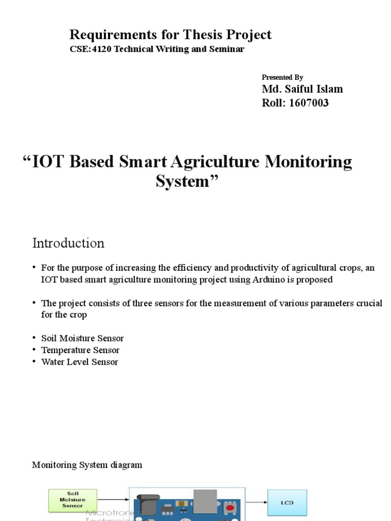 IOT Base Smart Agriculture Monitoring System - 1607003 | PDF | Computers