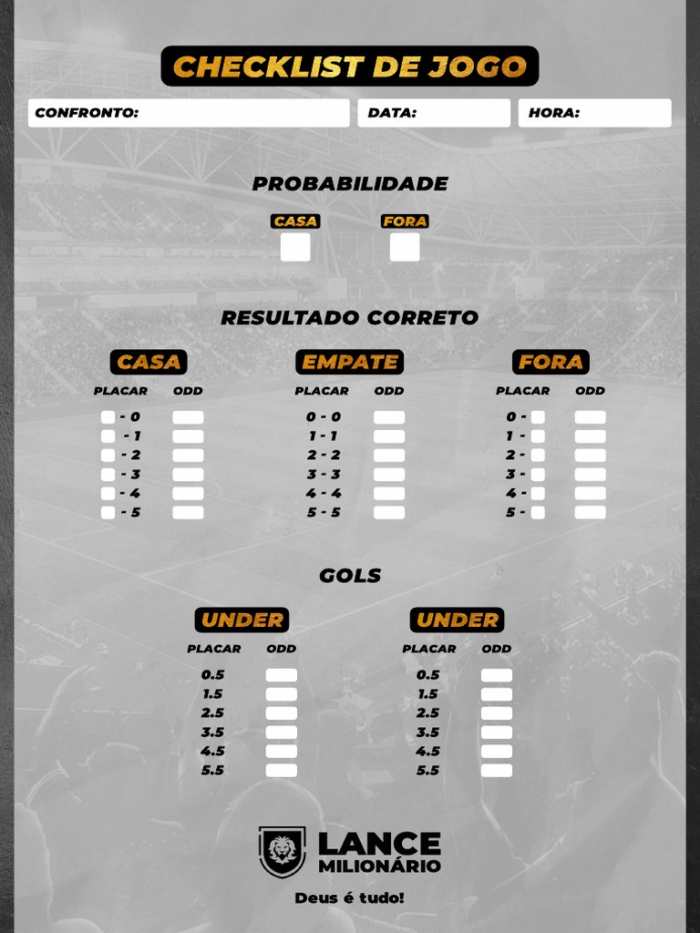 Checklist de Jogo - Modelo de Impressão | PDF