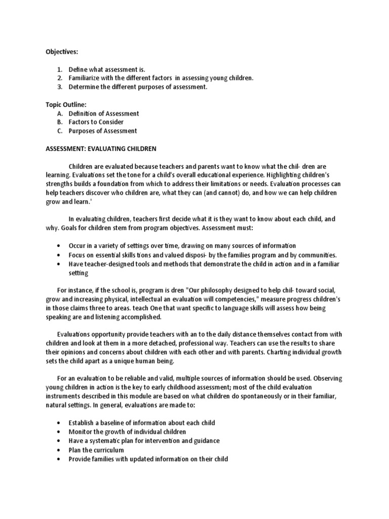 Assessing Children's Development | PDF | Teachers | Early Childhood ...