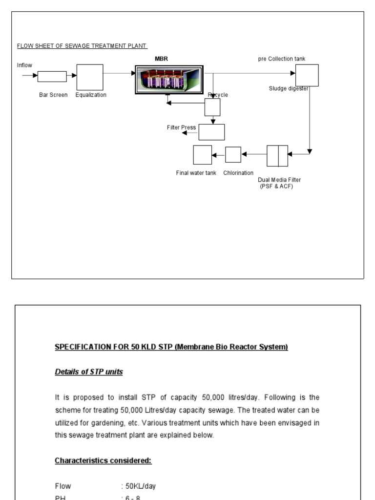 Edoc - Pub Calculation STP MBR 50kld | PDF | Sewage Treatment | Pump