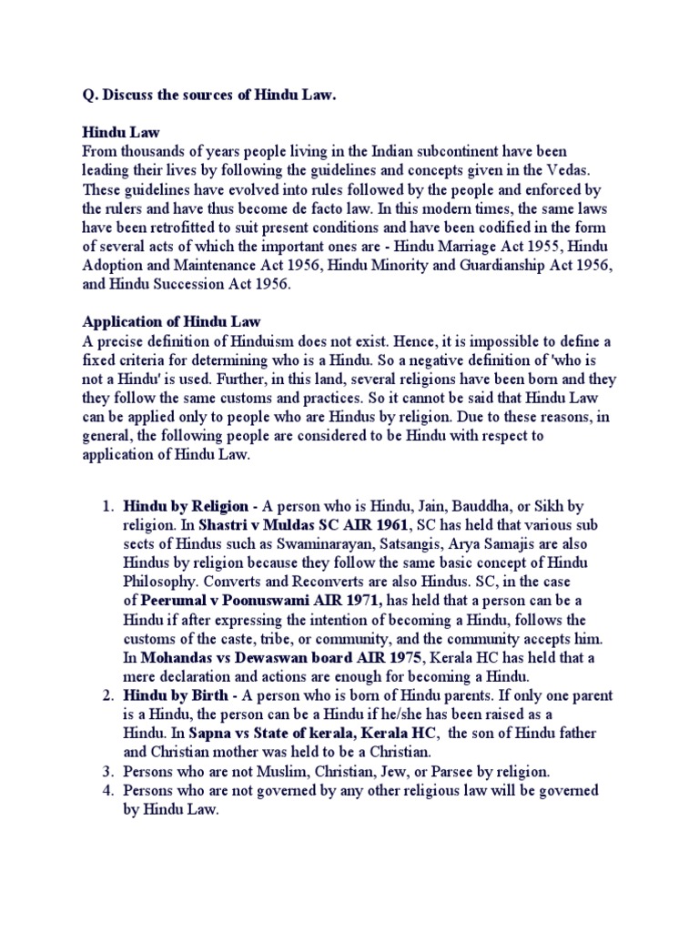 Sources of Hindu Law | PDF | Vedas | Precedent