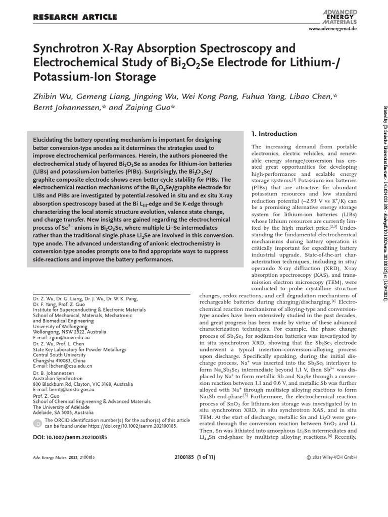 Synchrotron X Ray Absorption Spectroscopy and Electrochemical Study of ...