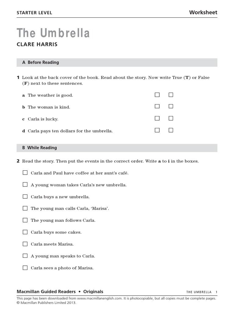 The Umbrella Worksheet | PDF