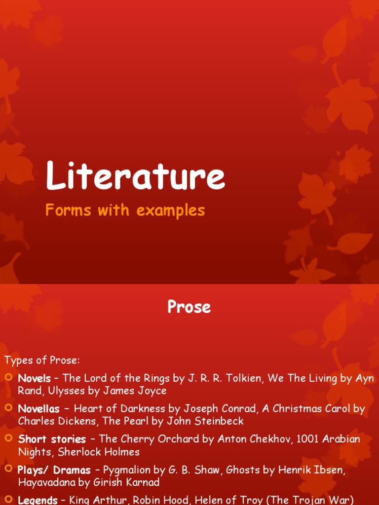 Types of Literature Forms and Examples | PDF | Poetry | Fable