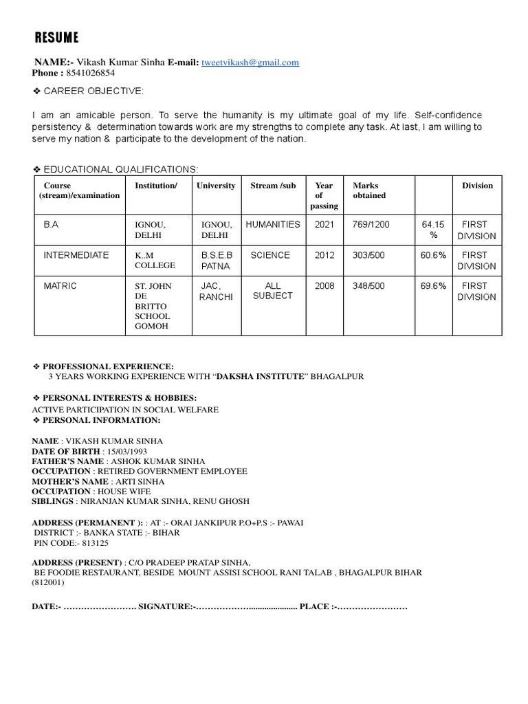 Vikash Resume | PDF