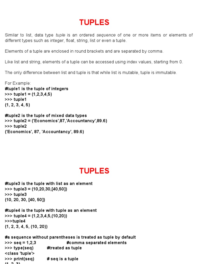 Tuples | PDF | Computer Science | Programming Paradigms Tuples | PDF | Computer Science | Programming Paradigms