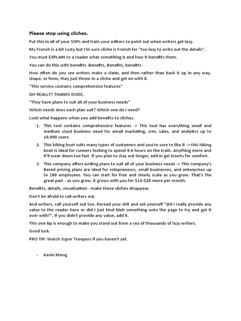 STOP Using Cliches | PDF | Career & Growth