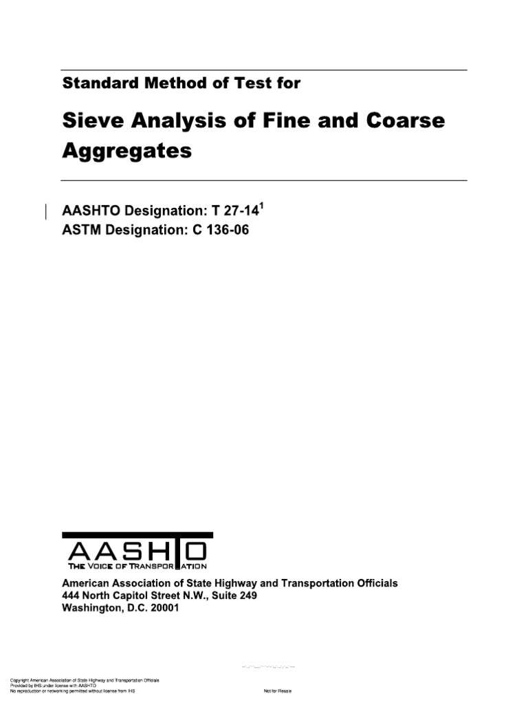 Aashto T 27-2014 | PDF
