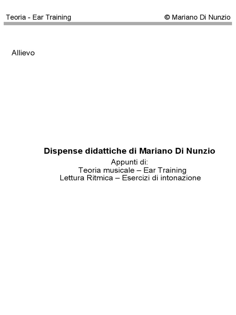 Appunti Teoria e Ear Training | PDF