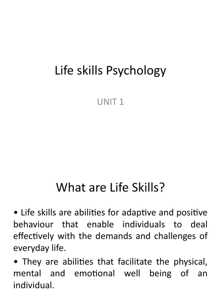 Life Skills Psychology: Unit 1 | PDF | Social Skills | Life Skills